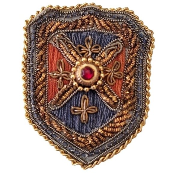 Unbranded | Jewelry | Wired Bullion Crest Shield Patch Brooch E574 ...